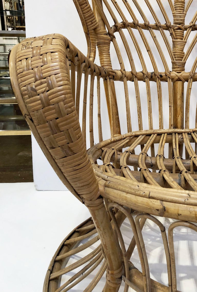 Italian High Wingback Armchair of Bamboo and Rattan at 1stDibs | rattan ...