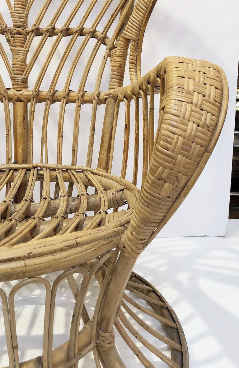 Italian High Wingback Armchair of Bamboo and Rattan at 1stDibs | rattan ...