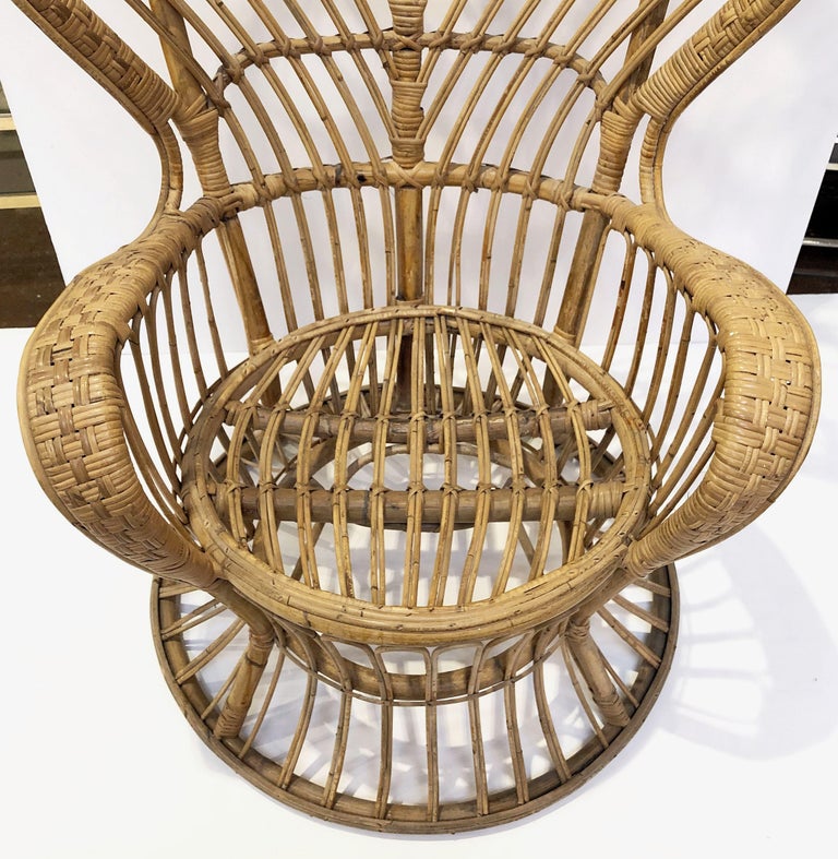 Italian High Wingback Armchair of Bamboo and Rattan at 1stDibs | rattan ...
