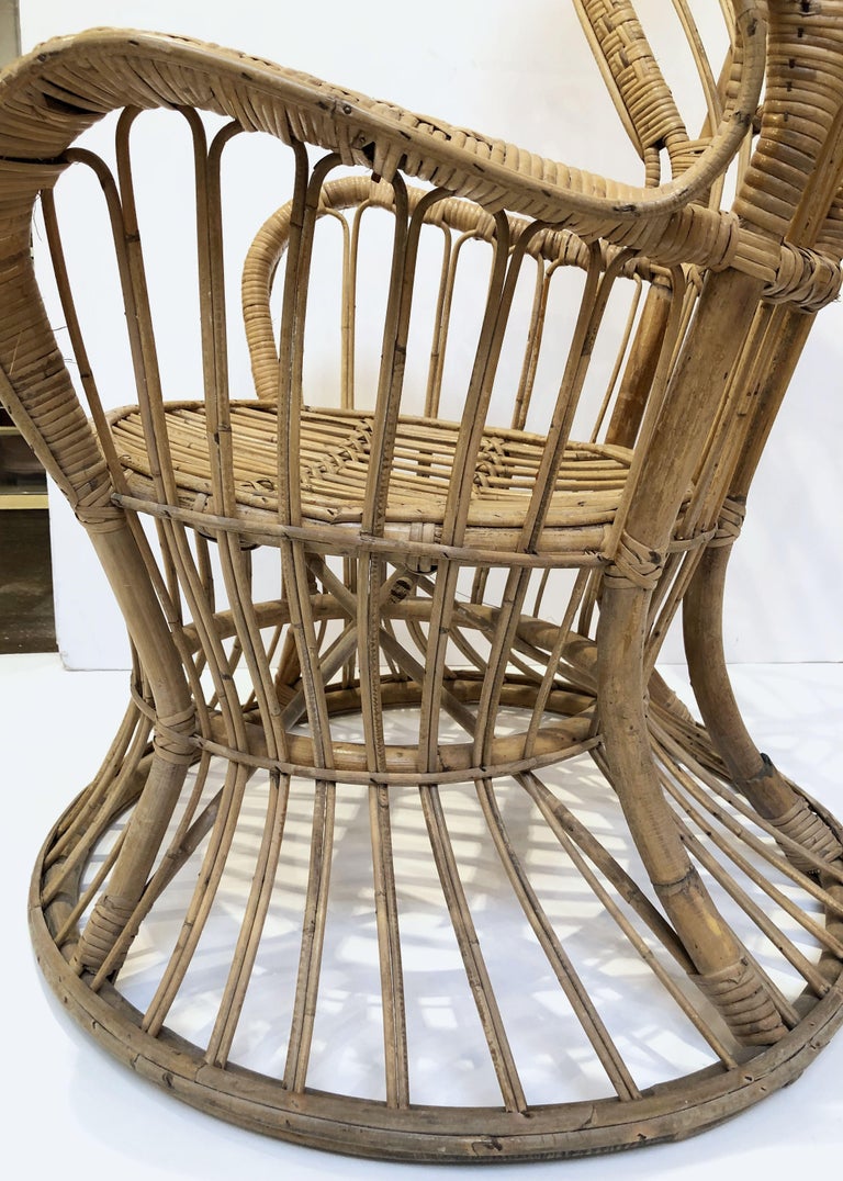 Italian High Wingback Armchair of Bamboo and Rattan at 1stDibs | rattan ...