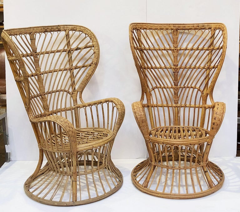 Italian High Wingback Armchair of Bamboo and Rattan at 1stDibs | rattan ...