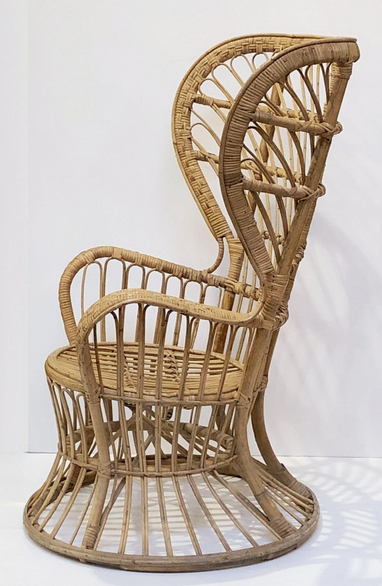 Italian High Wingback Armchair of Bamboo and Rattan at 1stDibs | rattan ...