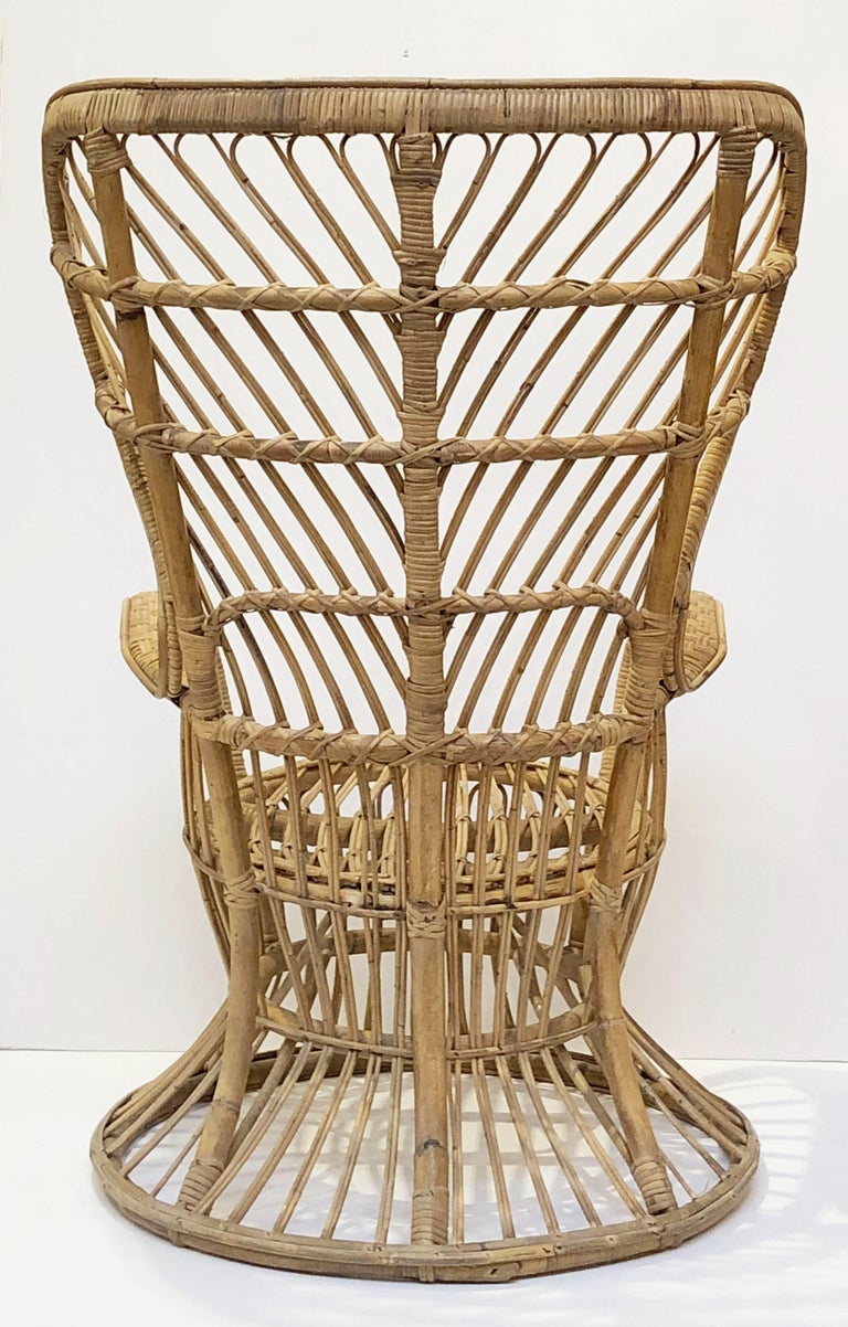 Italian High Wingback Armchair of Bamboo and Rattan at 1stDibs | rattan ...