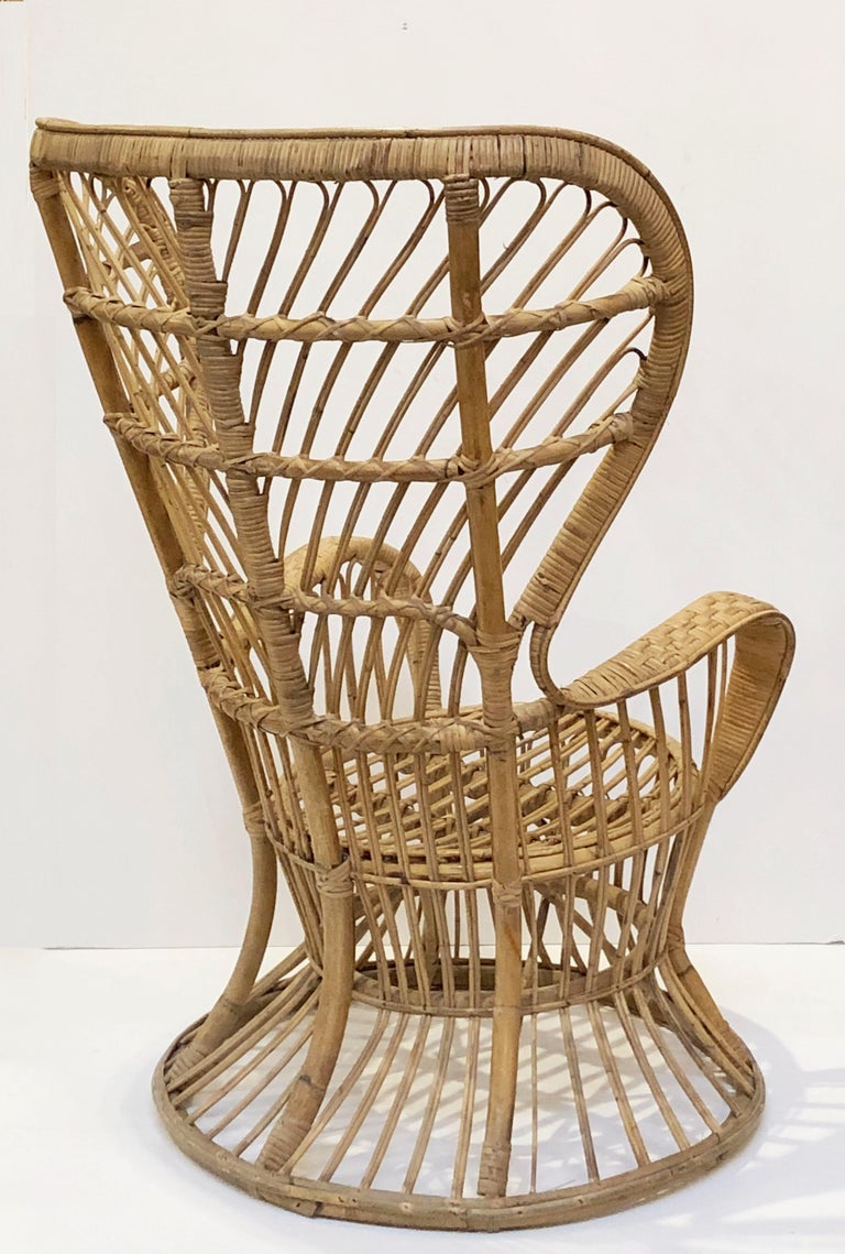 Italian High Wingback Armchair of Bamboo and Rattan at 1stDibs | rattan ...
