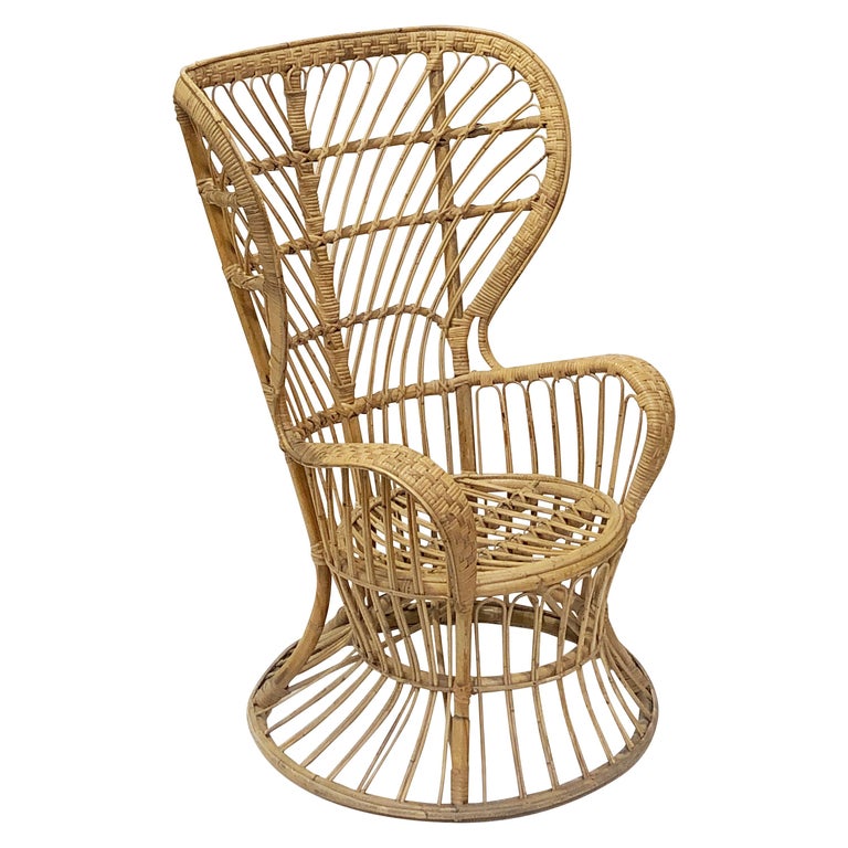 Italian High Wingback Armchair of Bamboo and Rattan at 1stDibs | rattan ...