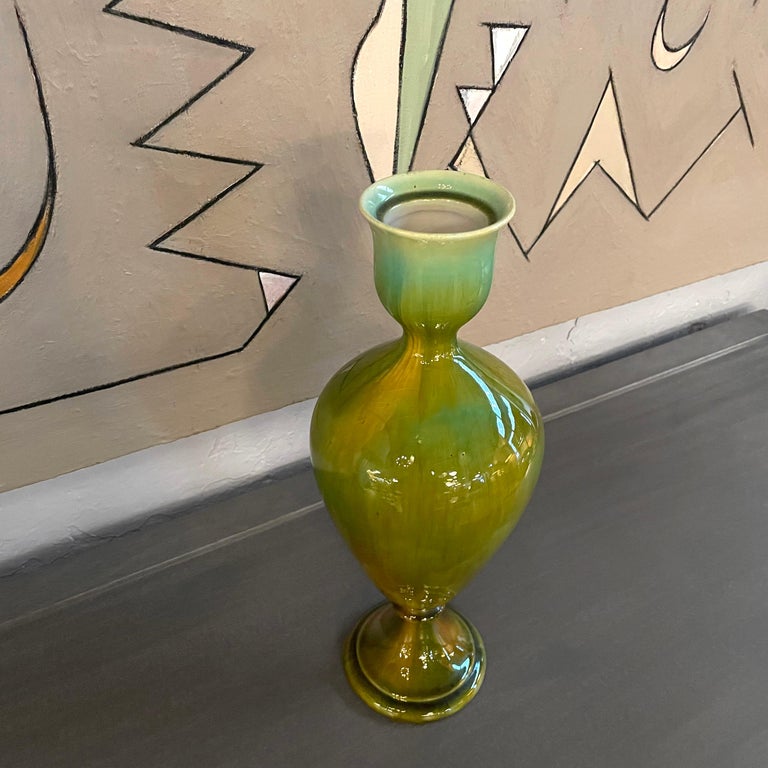 Italian Hollywood Regency Art Pottery Urn Shaped Vase For Sale at 1stDibs