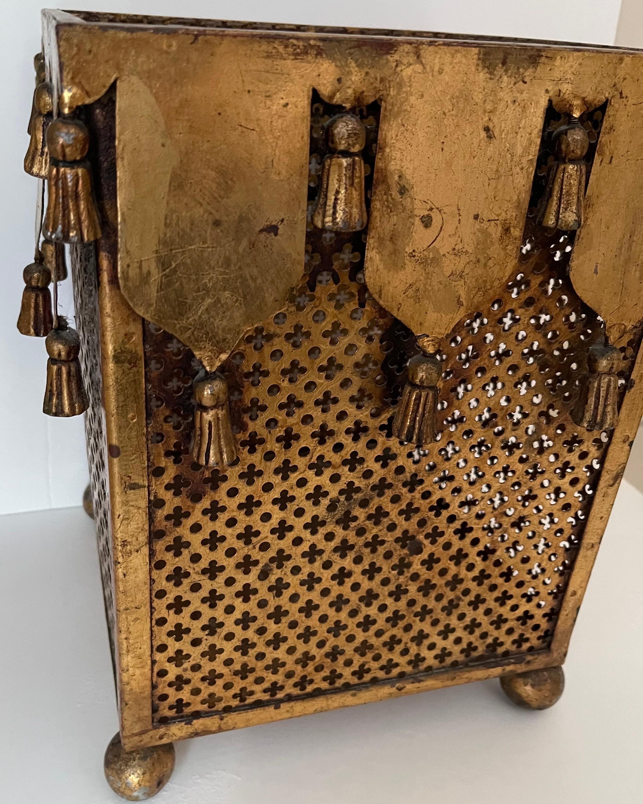 Italian Hollywood Regency Gilt Tassel Motif Wastepaper Basket For Sale ...