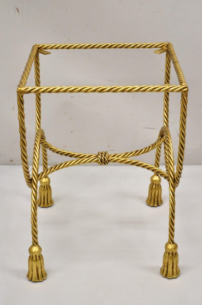 Italian Hollywood Regency Gold Gilt Iron Rope Tassel Vanity Stool Side ...