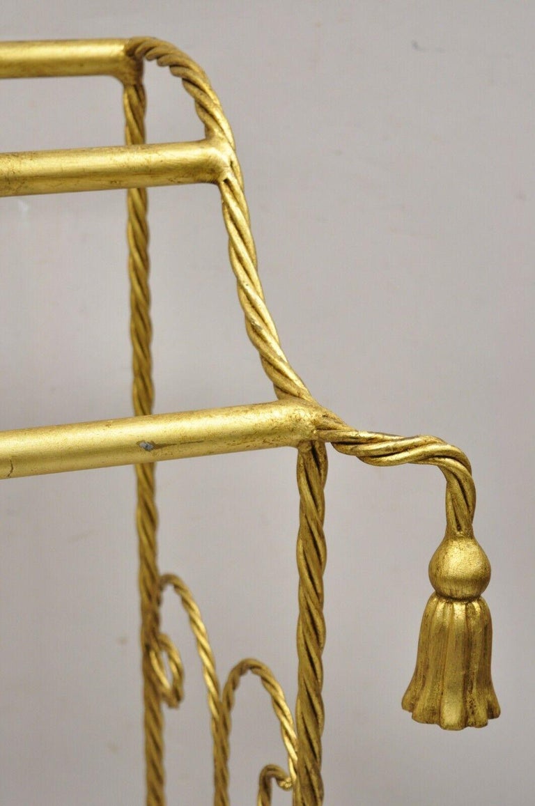 Italian Hollywood Regency Gold Iron Metal Rope Tassel Bathroom Towel ...