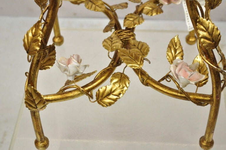 Italian Hollywood Regency Iron Metal Rope Gold Leaf Gilt Pink Seat ...