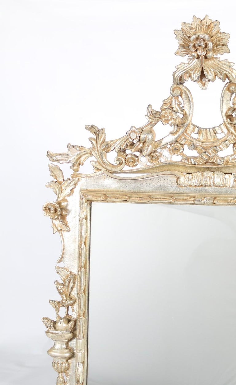Italian Hollywood Regency Mirror with Silver Leaf Finish at 1stDibs