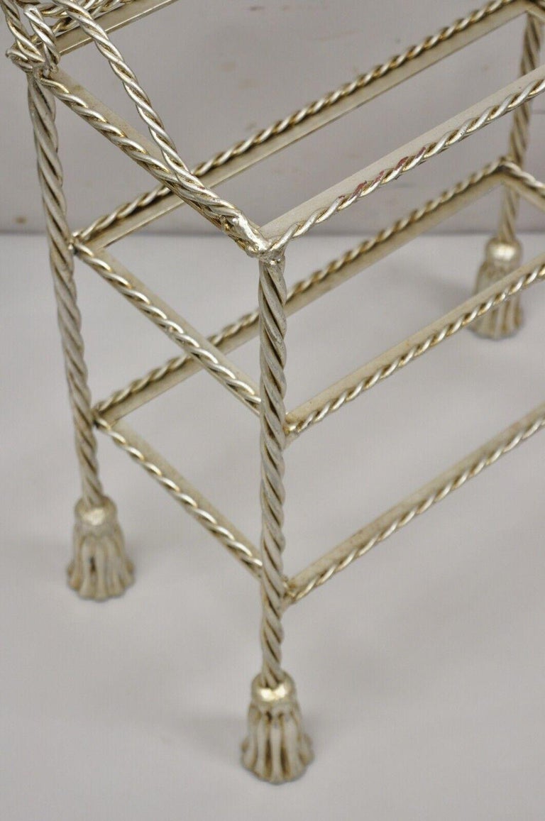 Italian Hollywood Regency Silver Leaf Gilt Iron 3 Tier Shelf Small ...