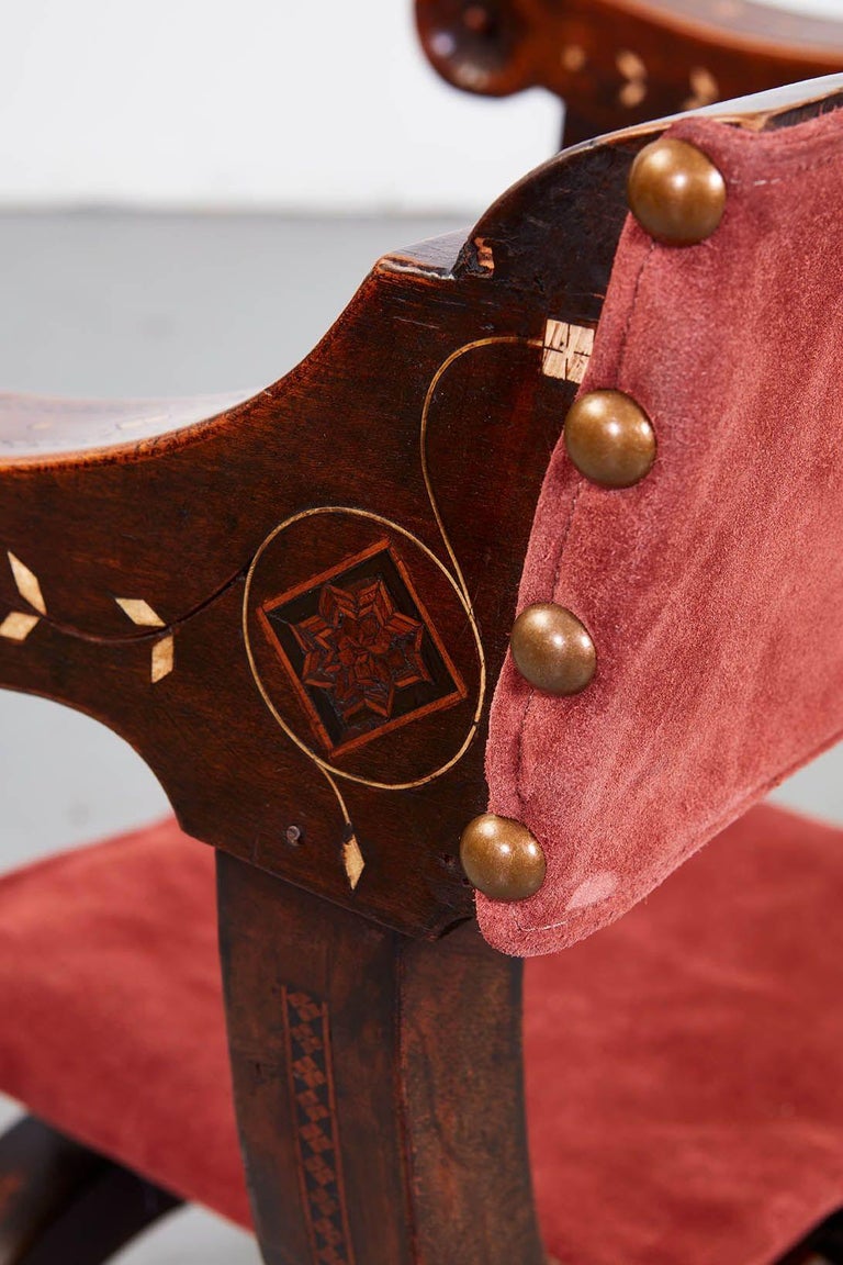 Italian Inlaid Folding Chair For Sale at 1stDibs