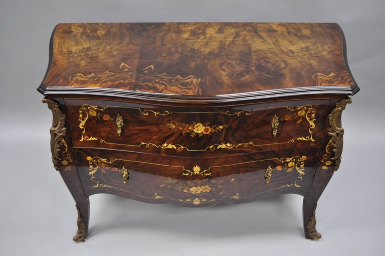 Italian Inlaid French Louis XV Style Bombe Armoire Tall Chest by Roma Furniture at 1stDibs ...