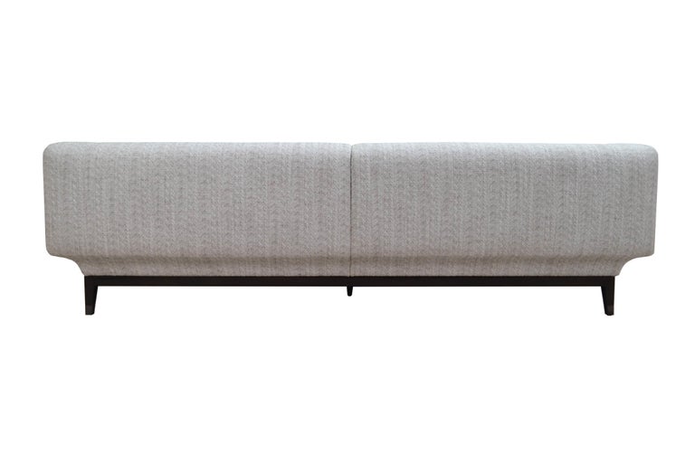 Italian Ivory Sofa 240 with Brown Wooden Base For Sale at 1stDibs