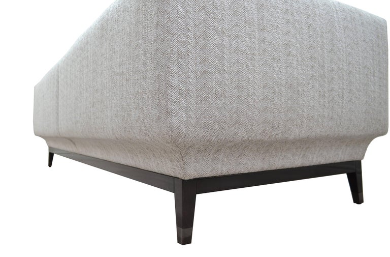 Italian Ivory Sofa 240 with Brown Wooden Base For Sale at 1stDibs