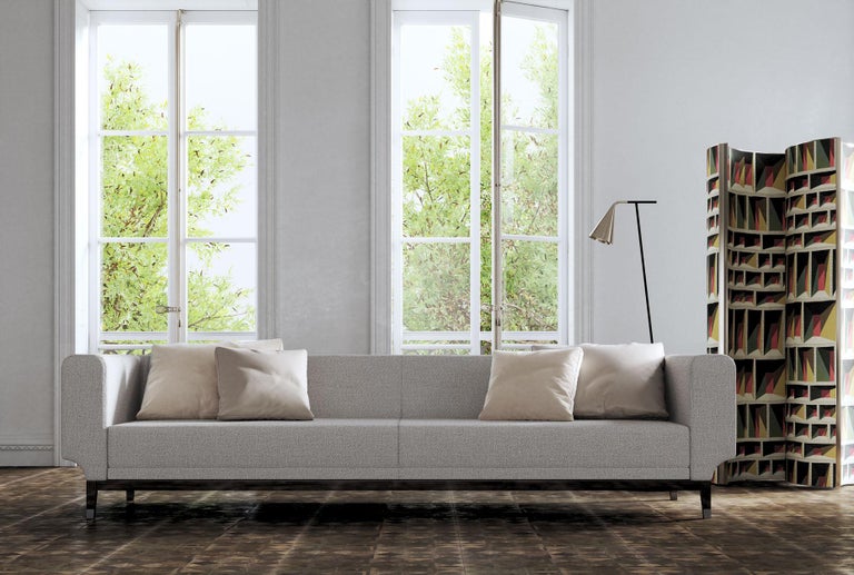 Italian Ivory Sofa 240 with Brown Wooden Base For Sale at 1stDibs