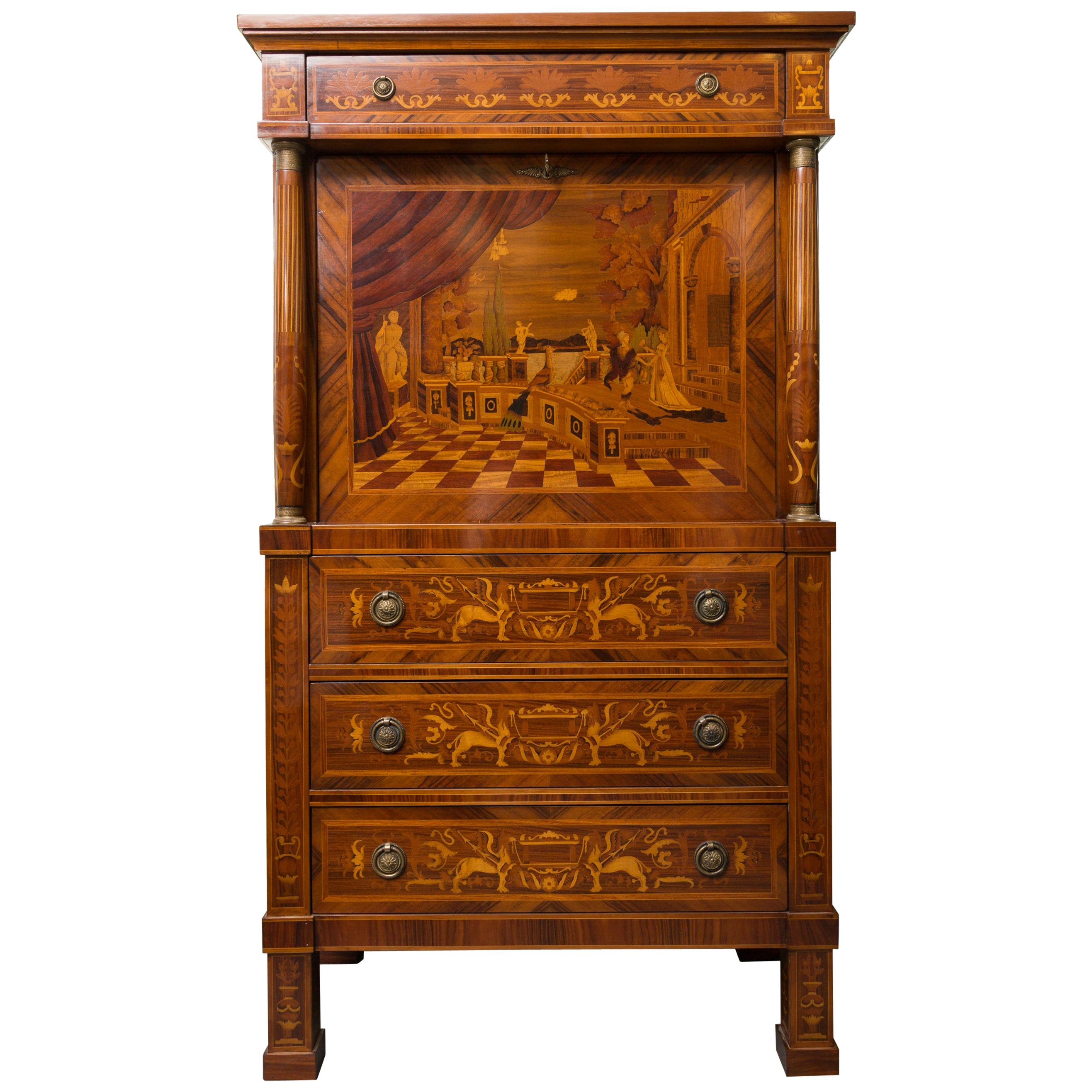 Edwardian Satinwood and Marquetry Traveling Desk Compendium and Stand ...