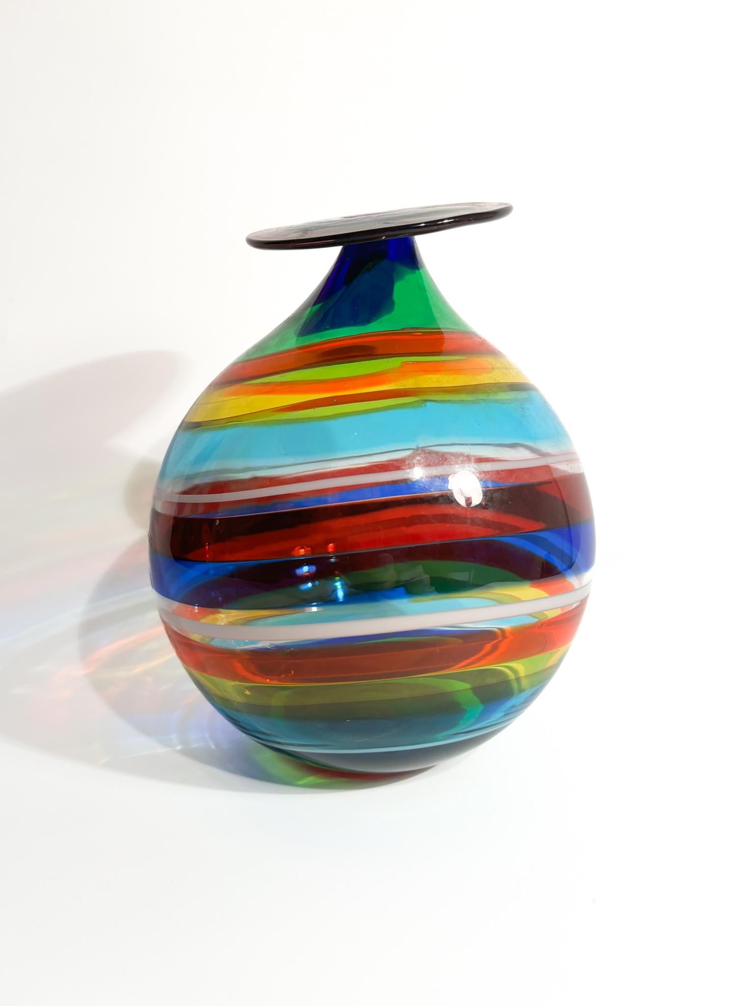 Italian La Murrina Hand-blown Multicolored Murano Glass Vase by from ...