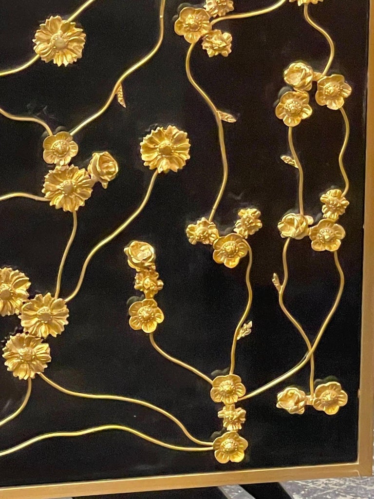 Italian Lacquered and Brass Flower Cabinet For Sale at 1stDibs