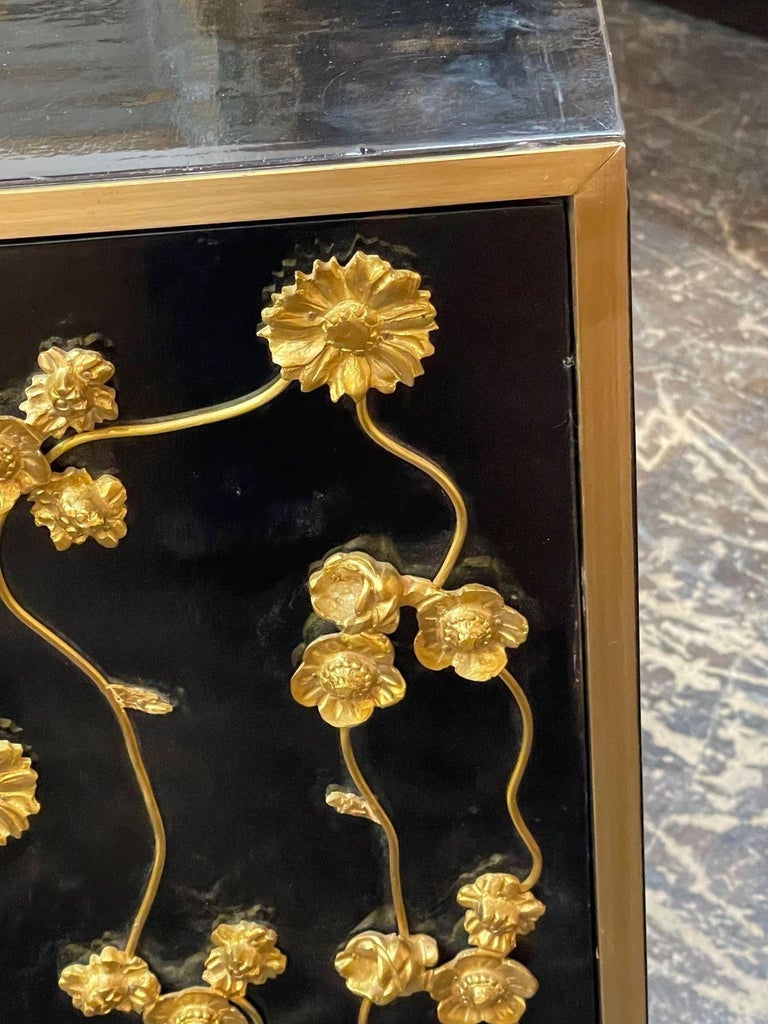 Italian Lacquered and Brass Flower Cabinet For Sale at 1stDibs