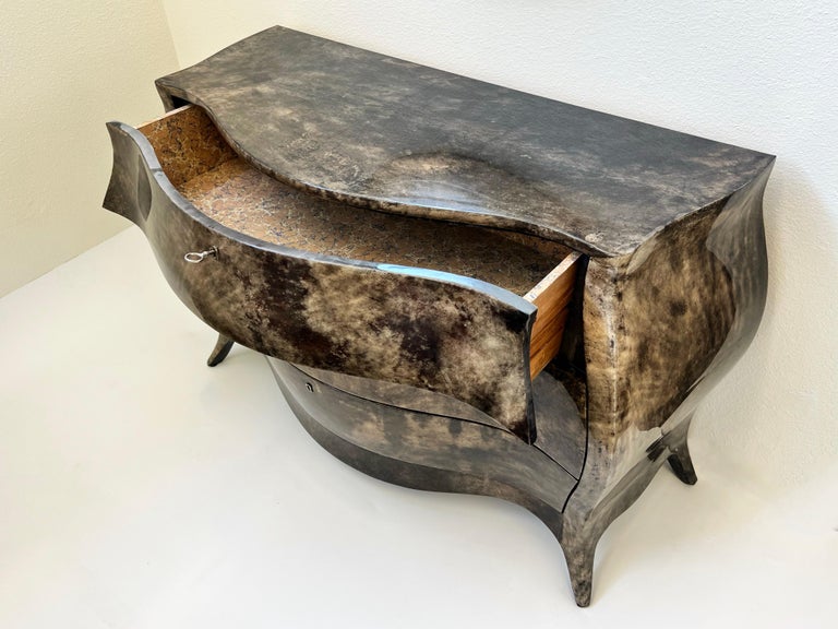 Italian Lacquered Goatskin Parchment Paper Bombay Chest by Aldo Tura ...