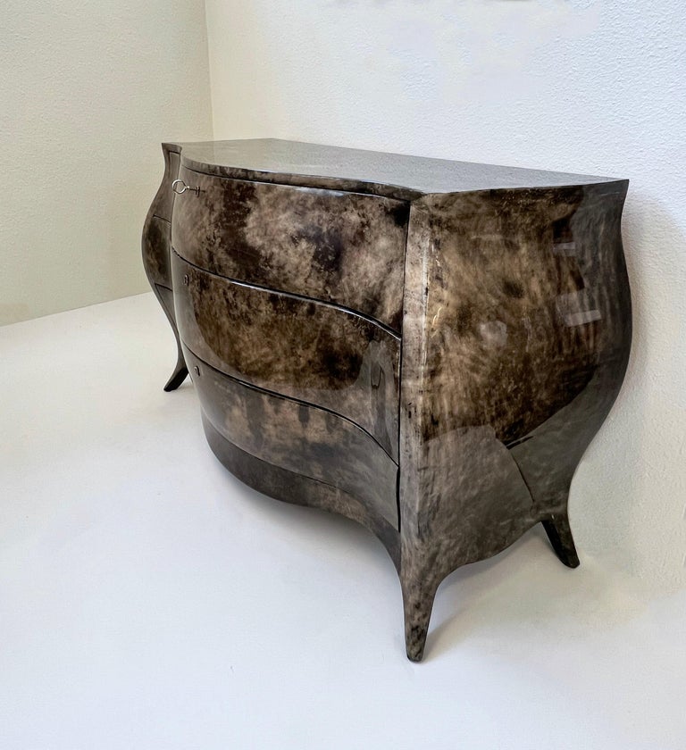 Italian Lacquered Goatskin Parchment Paper Bombay Chest by Aldo Tura ...