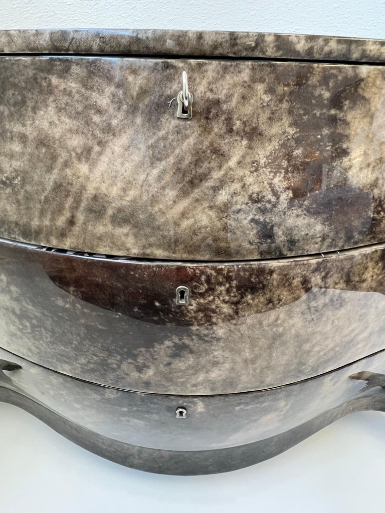 Italian Lacquered Goatskin Parchment Paper Bombay Chest by Aldo Tura ...