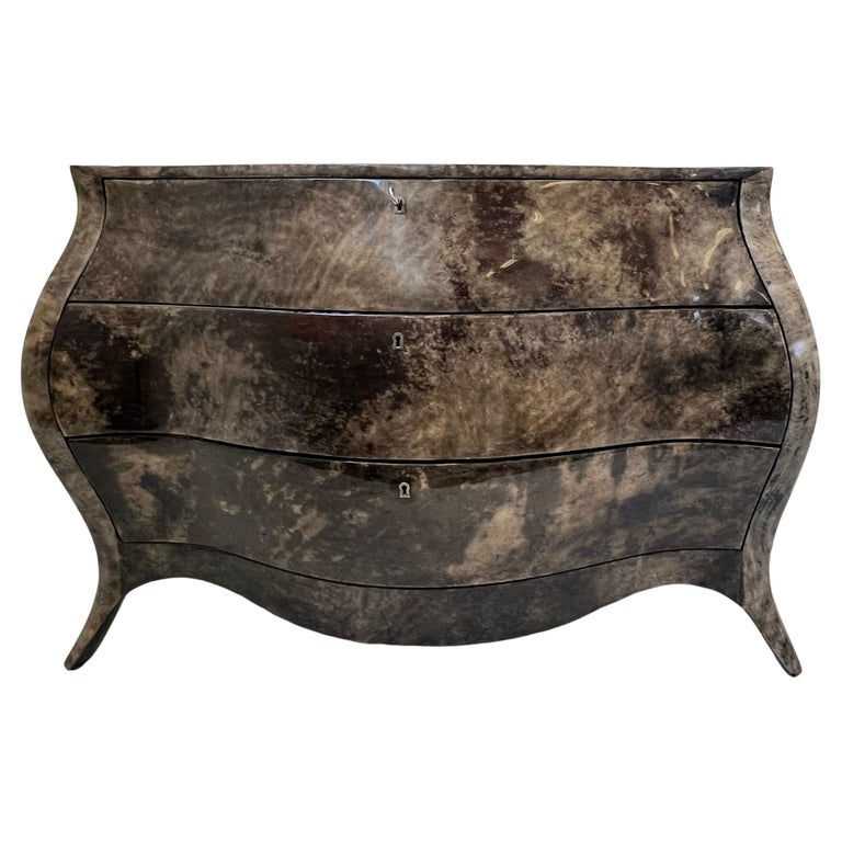 Italian Lacquered Goatskin Parchment Paper Bombay Chest by Aldo Tura ...
