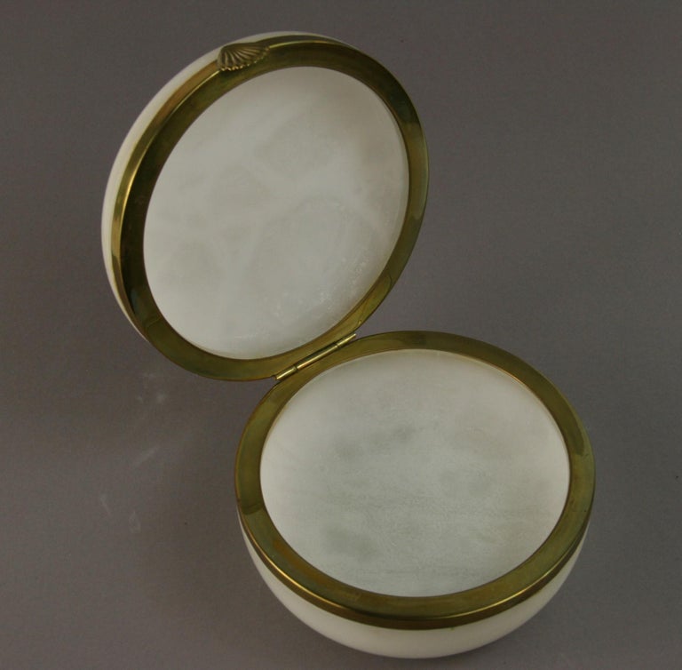 Italian Large White Alabaster Trinket Box For Sale at 1stDibs