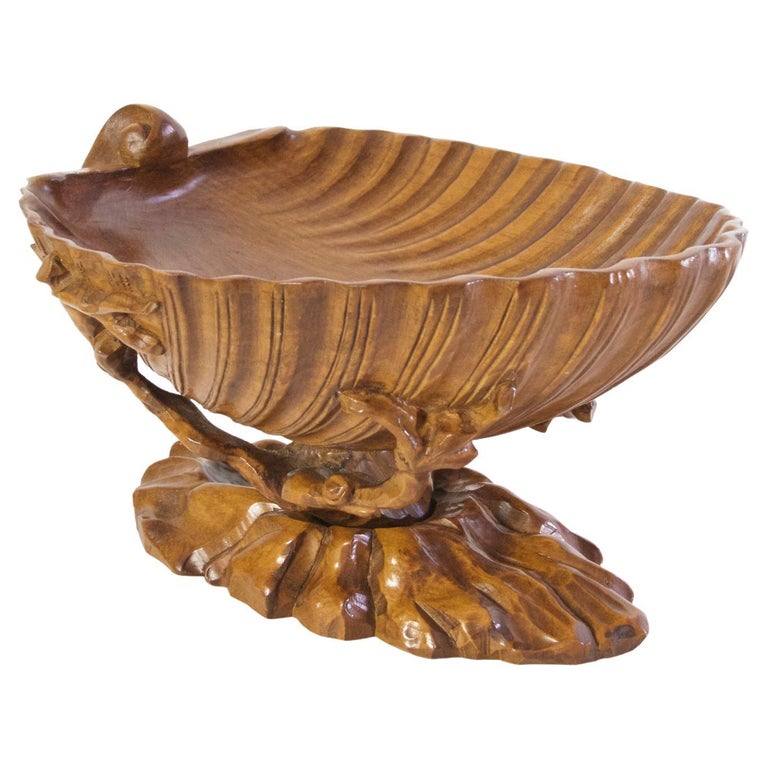 Italian Large Wood Clam Shell Bowl For Sale at 1stDibs | large clam ...