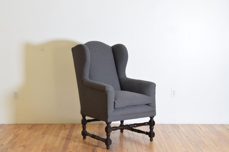 Italian Late Baroque Period Walnut and Upholstered Wing Chair, Early ...