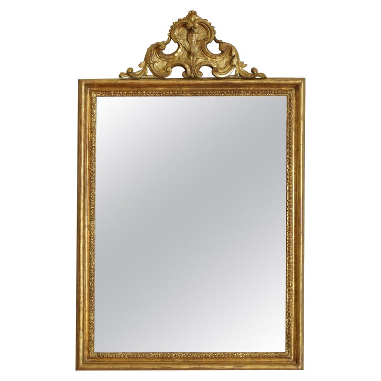 Italian Late Louis XIV Period Carved Giltwood Wall Mirror, 1st Quarter ...