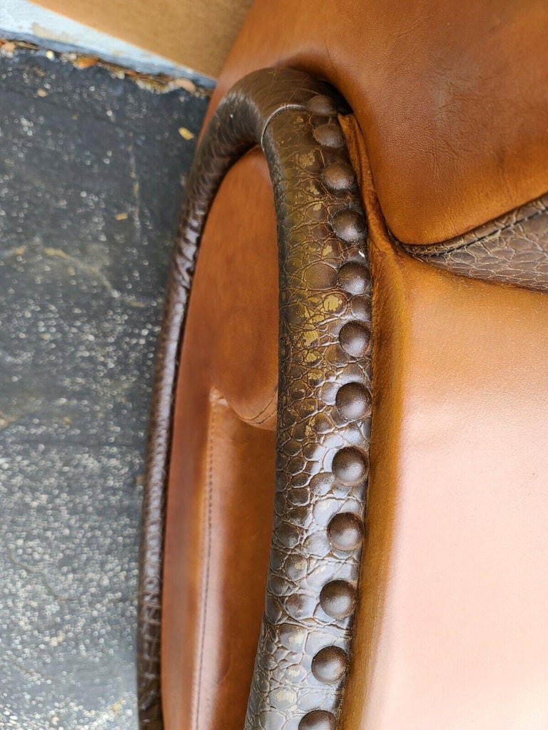Italian Leather and Alligator Skin Settee 1970s Custom Made For Sale at ...