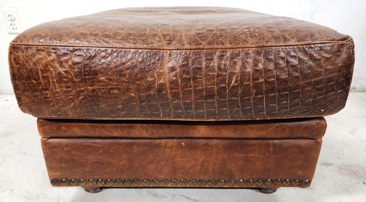 Italian Leather Ottoman For Sale at 1stDibs