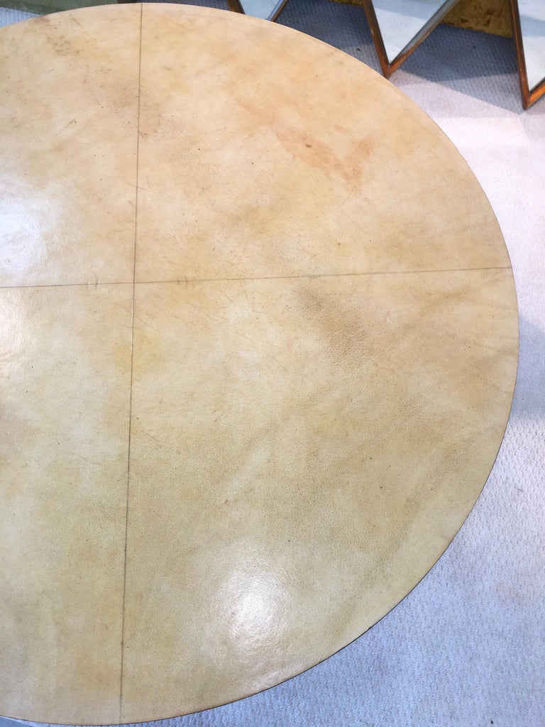 Italian Leather Top Modernist Dining Table at 1stDibs
