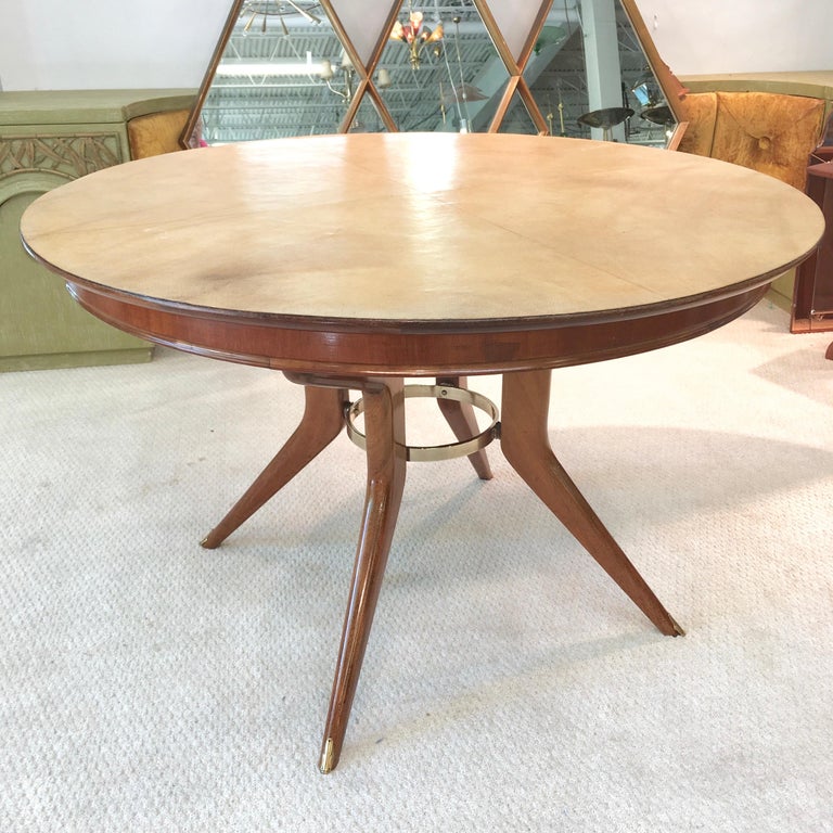 Italian Leather Top Modernist Dining Table at 1stDibs
