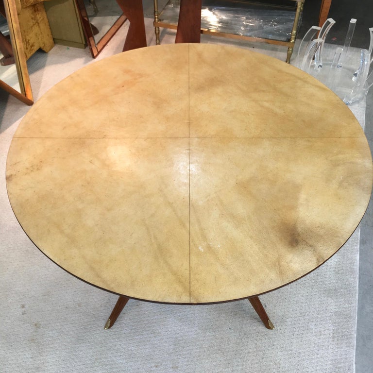 Italian Leather Top Modernist Dining Table at 1stDibs