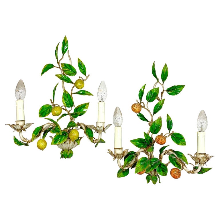 Italian Lemon and Oranges Tole Wall Lights 1950s For Sale at 1stDibs