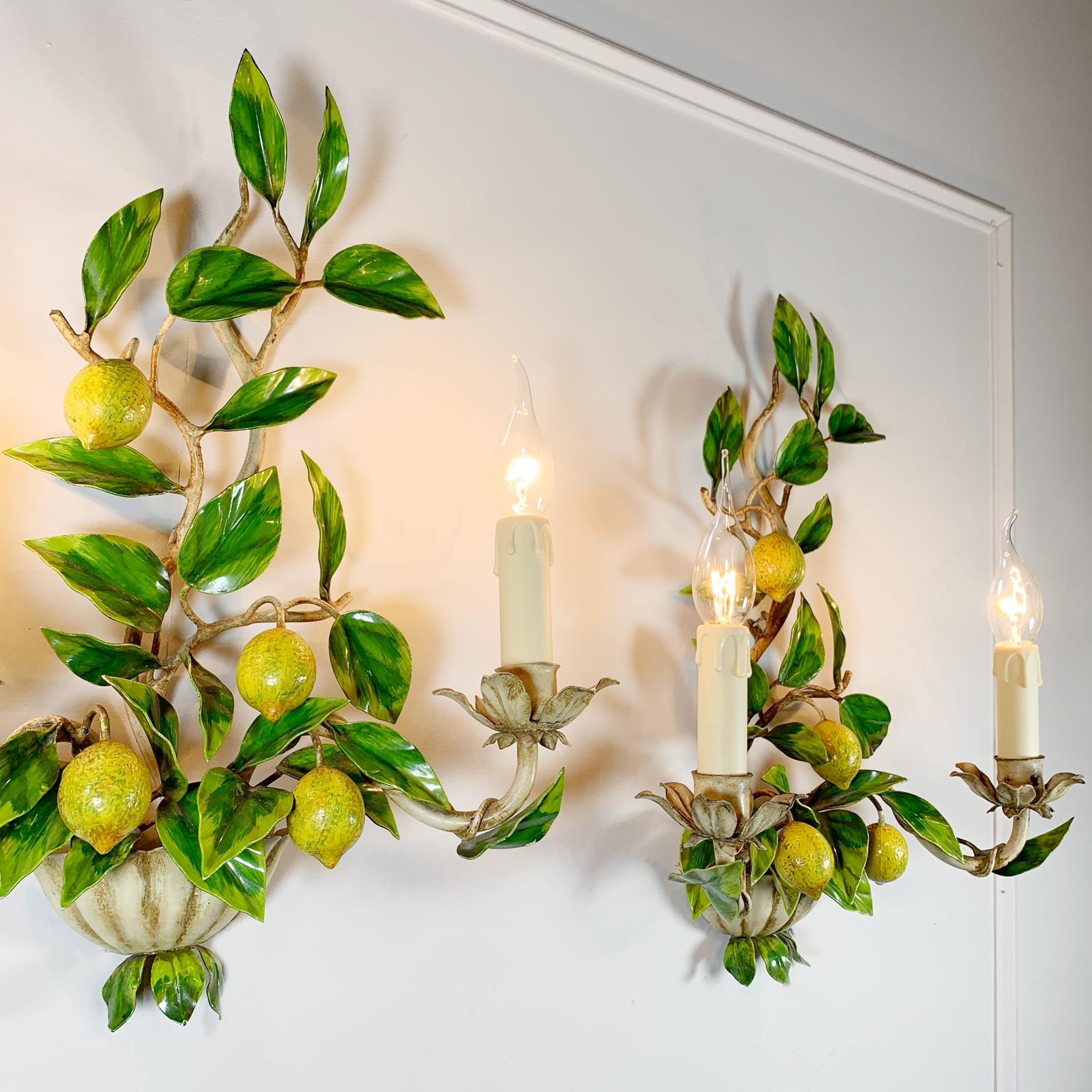 Italian Lemon Toleware Wall Lights, 1950's at 1stDibs