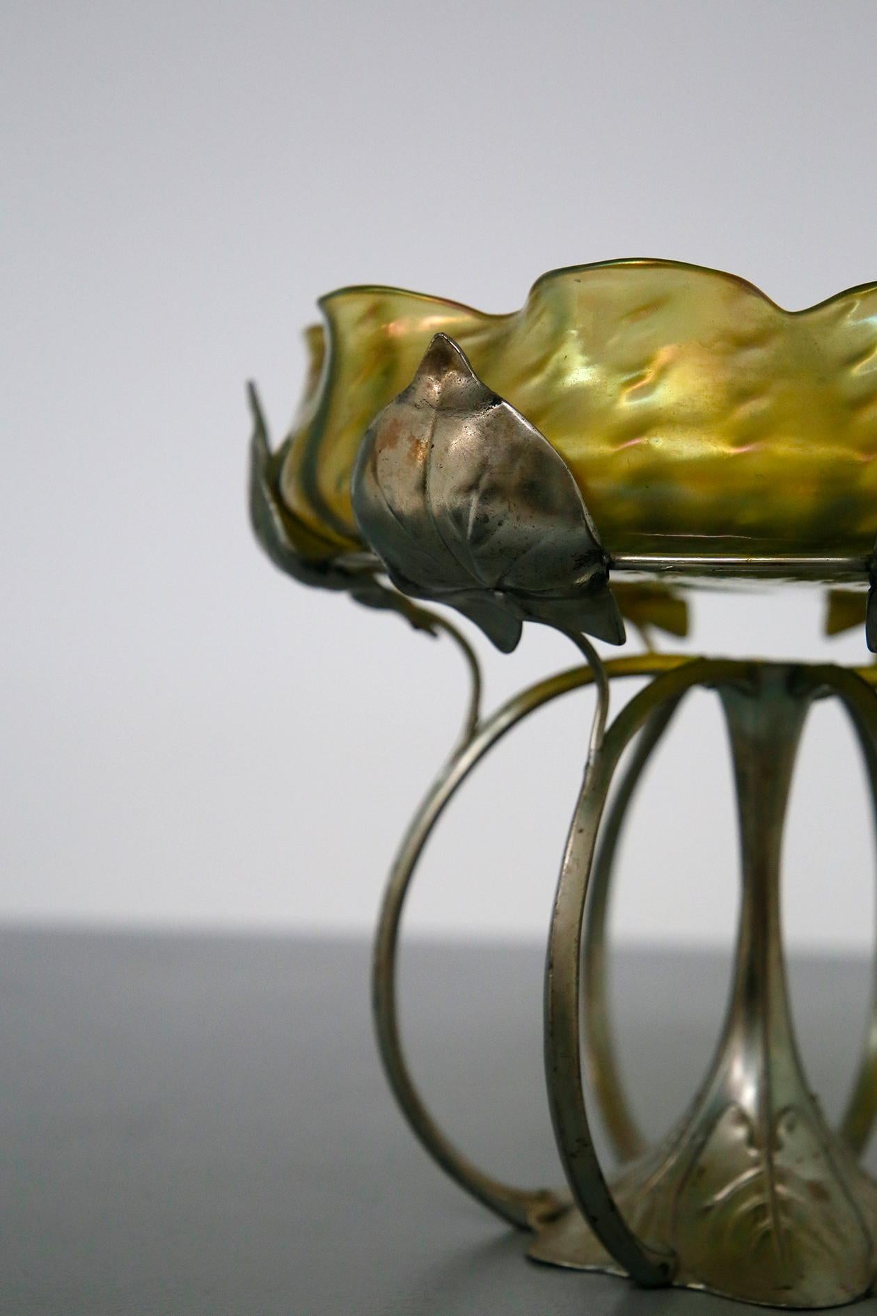 Italian Liberty Display in Silver Plate Pedestal Stand with Vase in ...