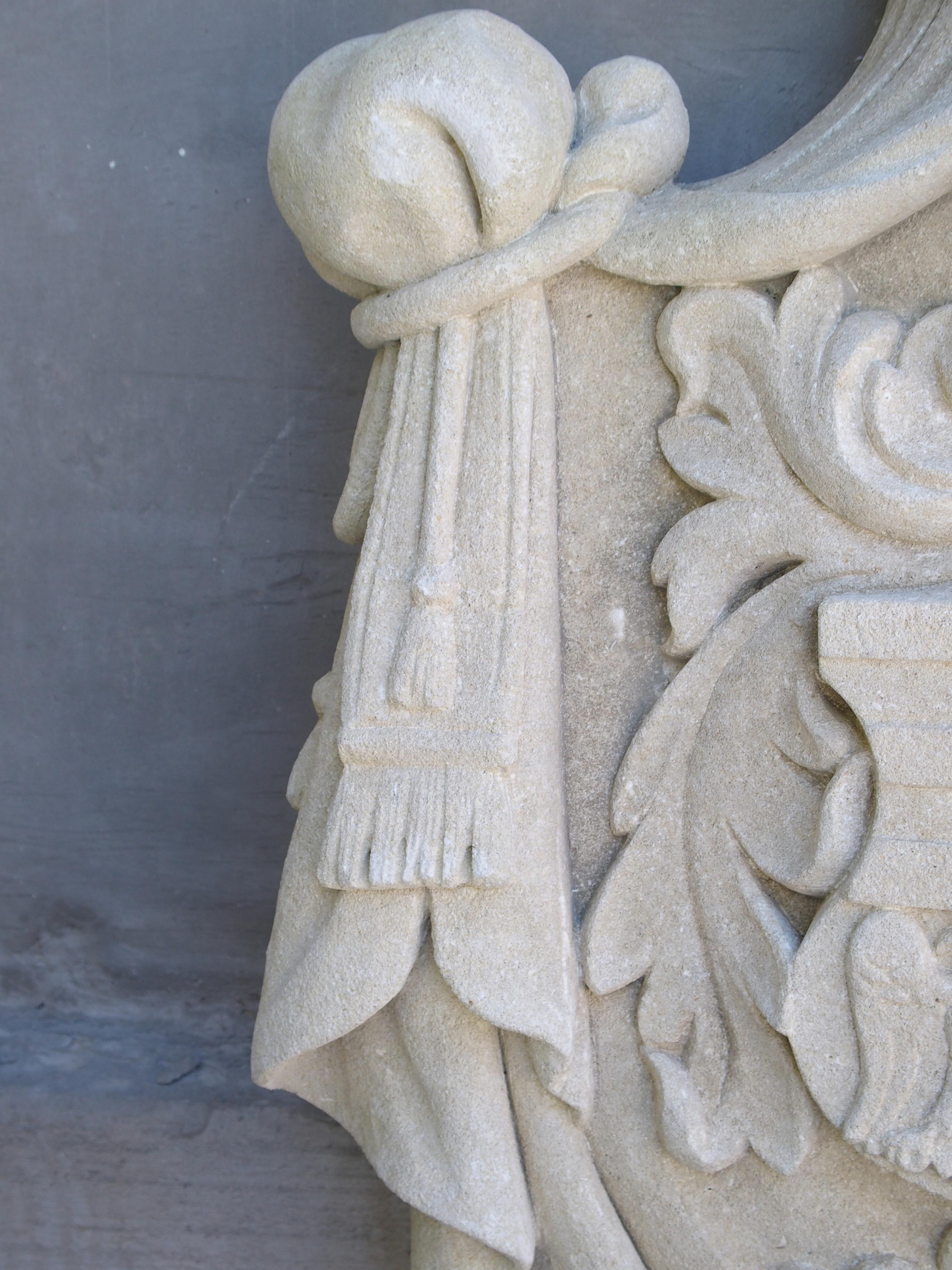 Italian Limestone Coat of Arms with Crown and Drapery at 1stDibs