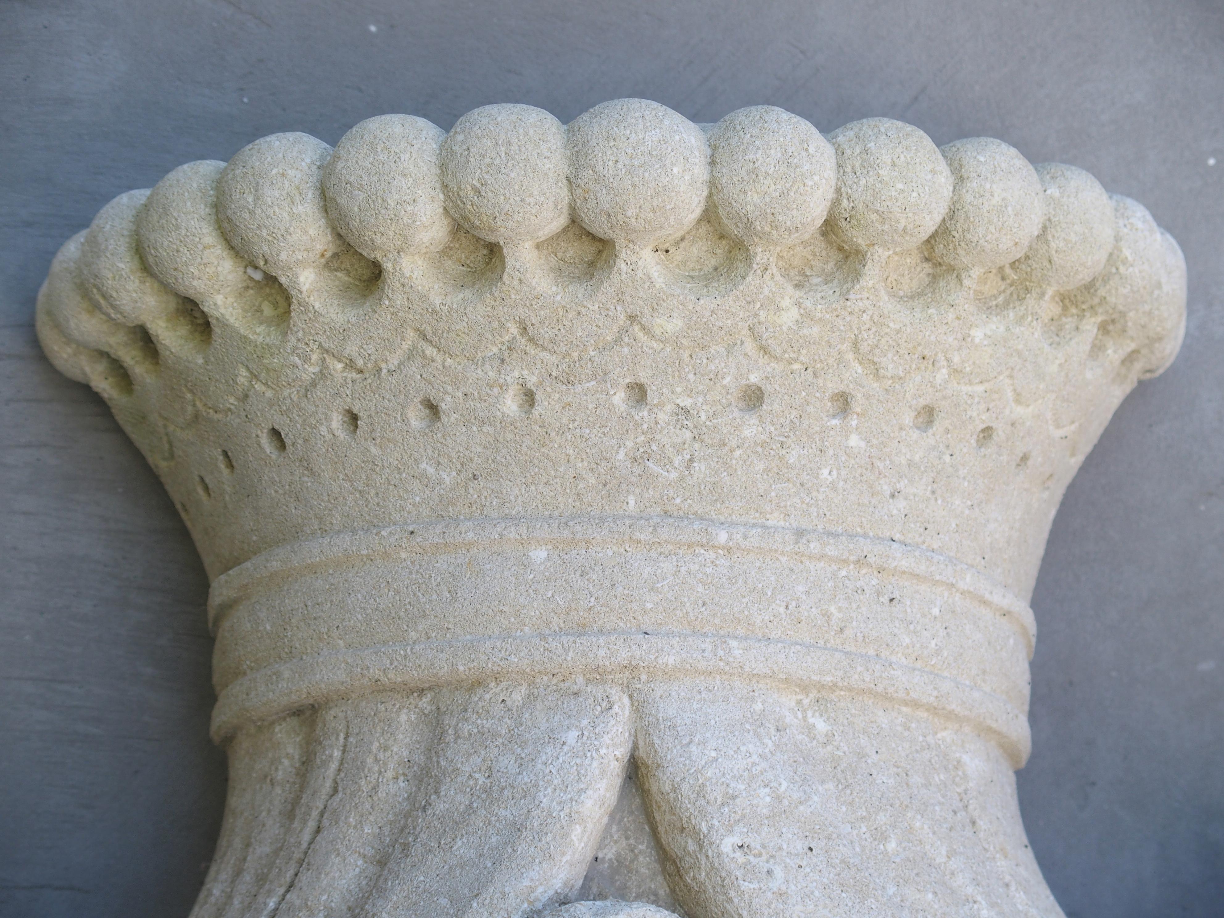 Italian Limestone Coat of Arms with Crown and Drapery at 1stDibs