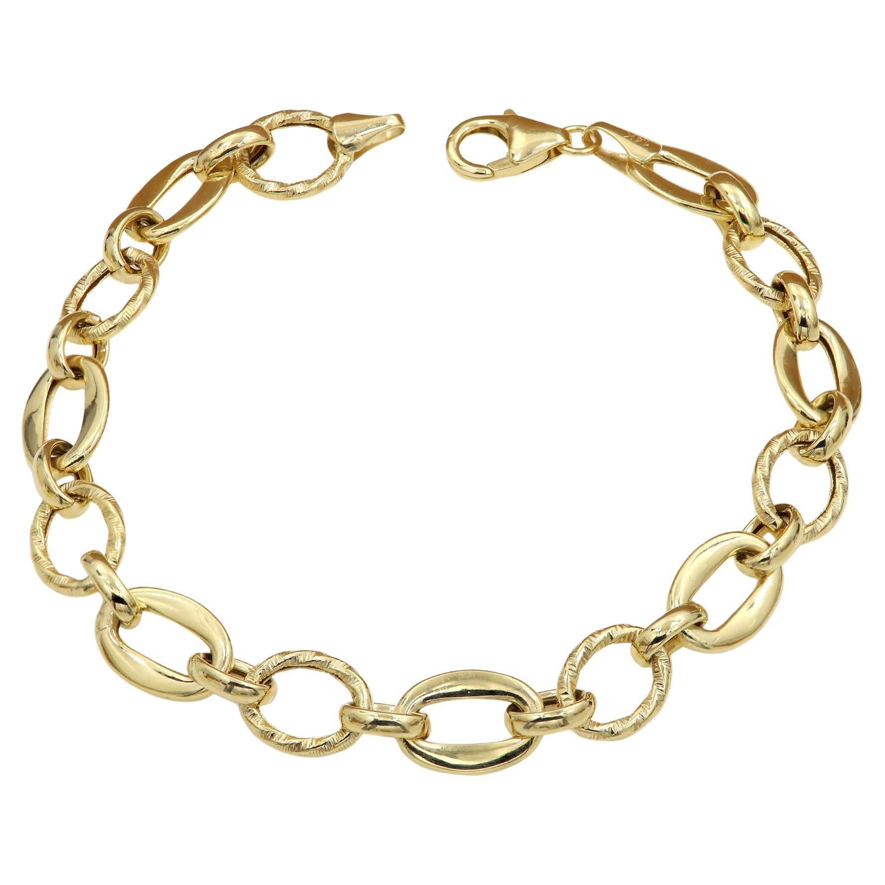 Cellini Italian 1980's Gold Link Bracelet For Sale at 1stDibs