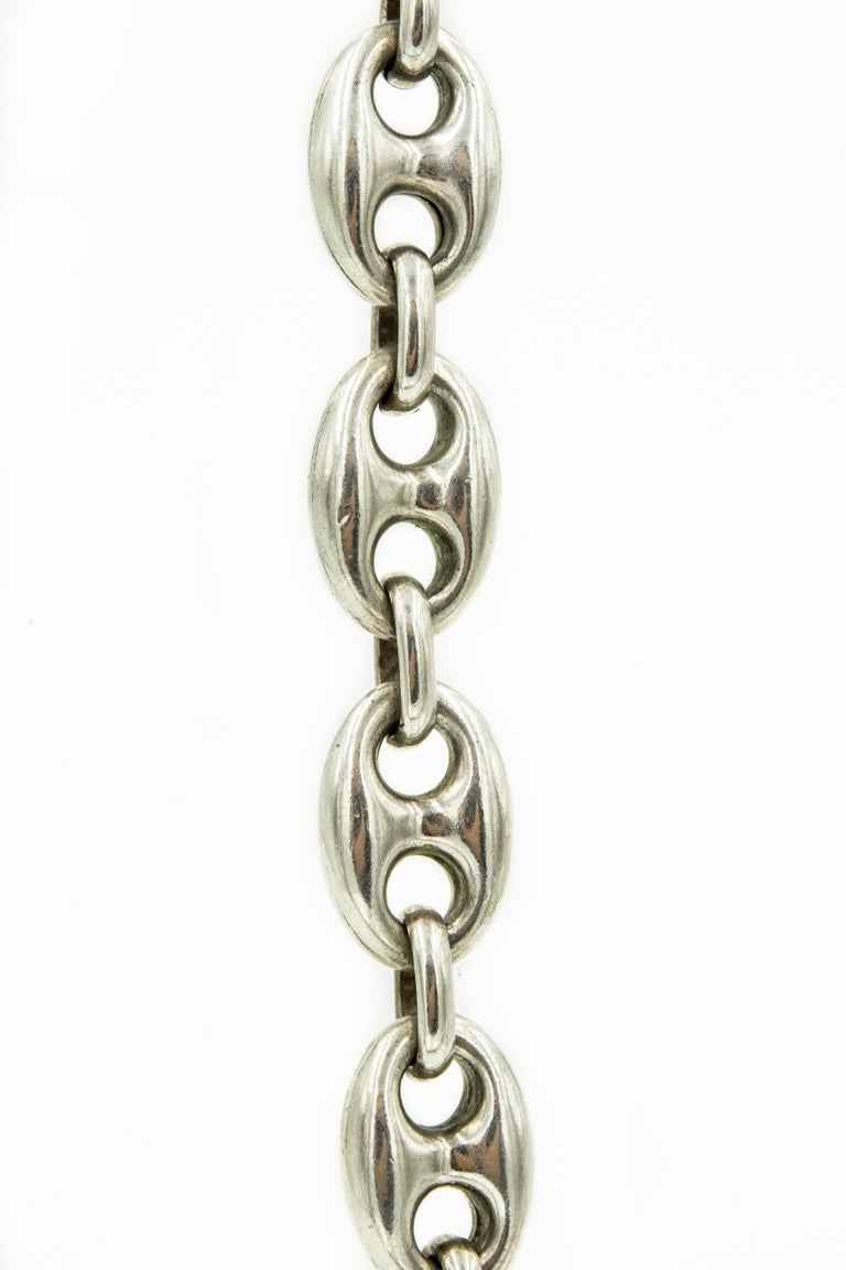Italian Long Anchor Mariner Link Silver Chain Necklace at 1stDibs