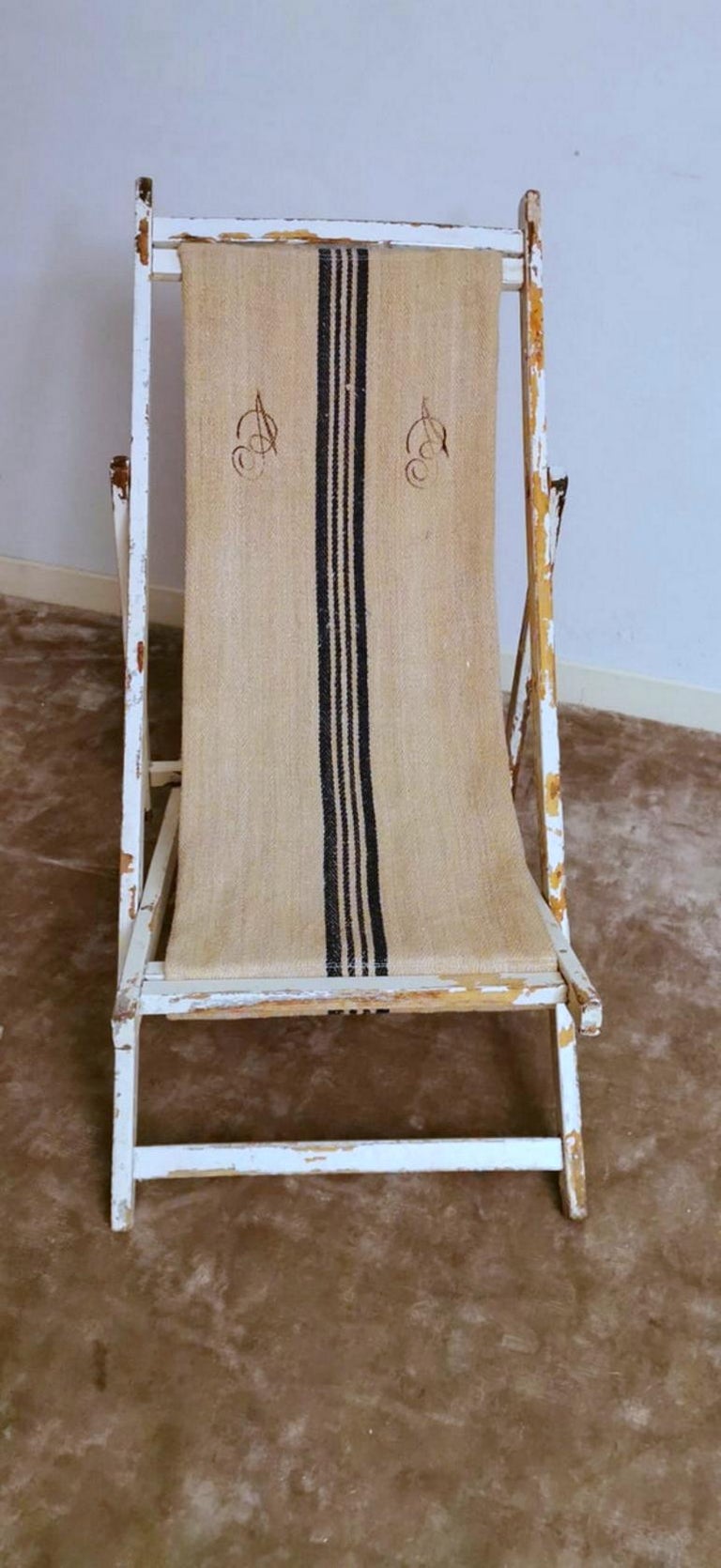 Italian Long Chair for the Beach in Raw Cotton and Wood at 1stDibs ...