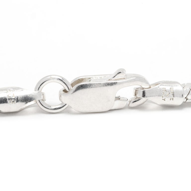 Italian Long Diamond Cut Snake Chain Necklace, Sterling Silver For Sale ...
