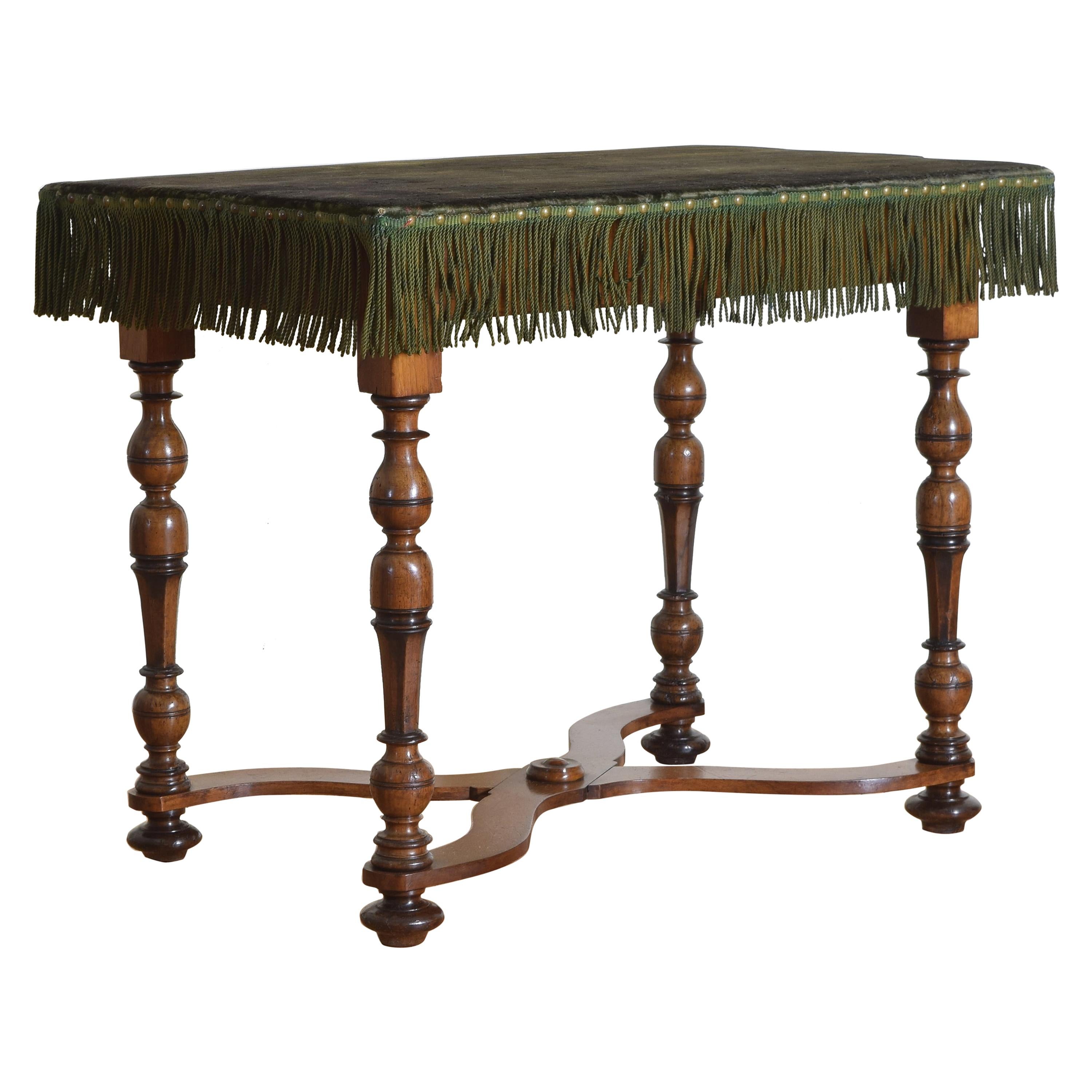 Italian Louis XIV Period Walnut and Ebonized Table, Velvet Top, Early ...