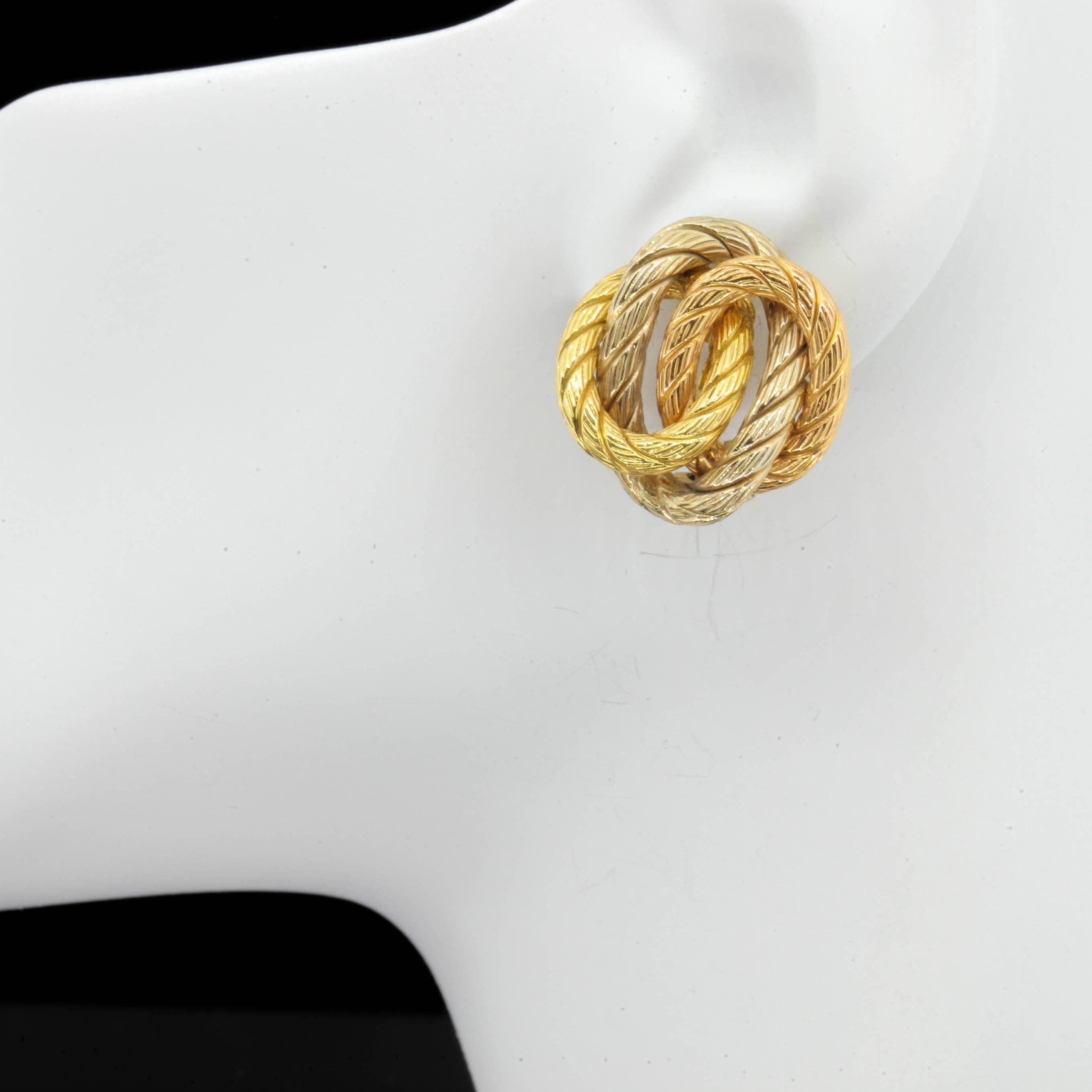 Italian Made Tri-Color Gold Braided Hoops at 1stDibs