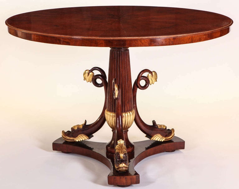 Italian Mahogany and Parcel-Gilt Centre Table, 1830 For Sale at 1stDibs
